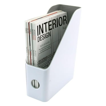 TRU RED Durable Plastic Magazine File Folder Organizer, White TR55280 ...