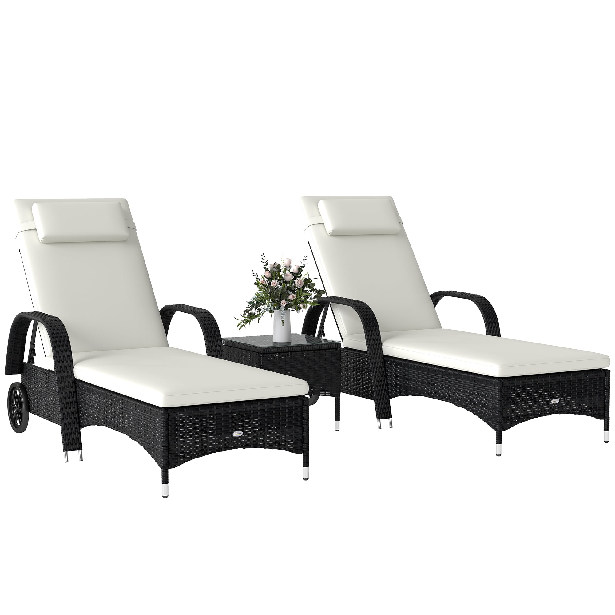 Click here for Outsunny Wicker Patio Lounger Set With Padded Cush... prices