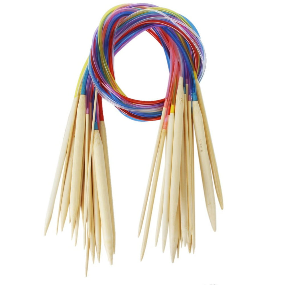 Haobase 18 Sizes Circular Bamboo Knitting Needles Set with Colored Tube ...