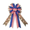 1 Pack Patriotic Burlap Bow for Wreath, 4th of July American Flag Bow ...