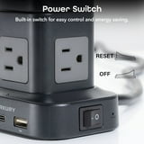 Merkury Innovations Power Tower Surge Protector, 14 AC, 6 USB-A, 4 USB ...