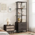 Modern 3-Shelf Bookcase with 2 Storage Drawers, Industrial Display Unit ...