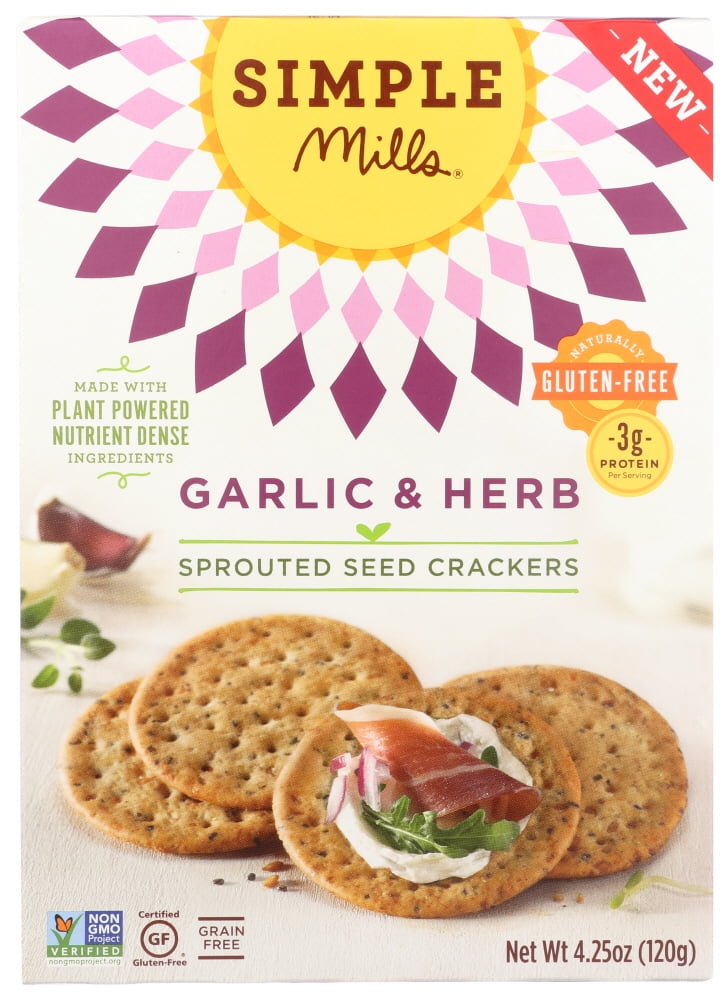 Simple Mills Garlic And Herbs Sprouted Seed Crackers, 4.25 Oz ...