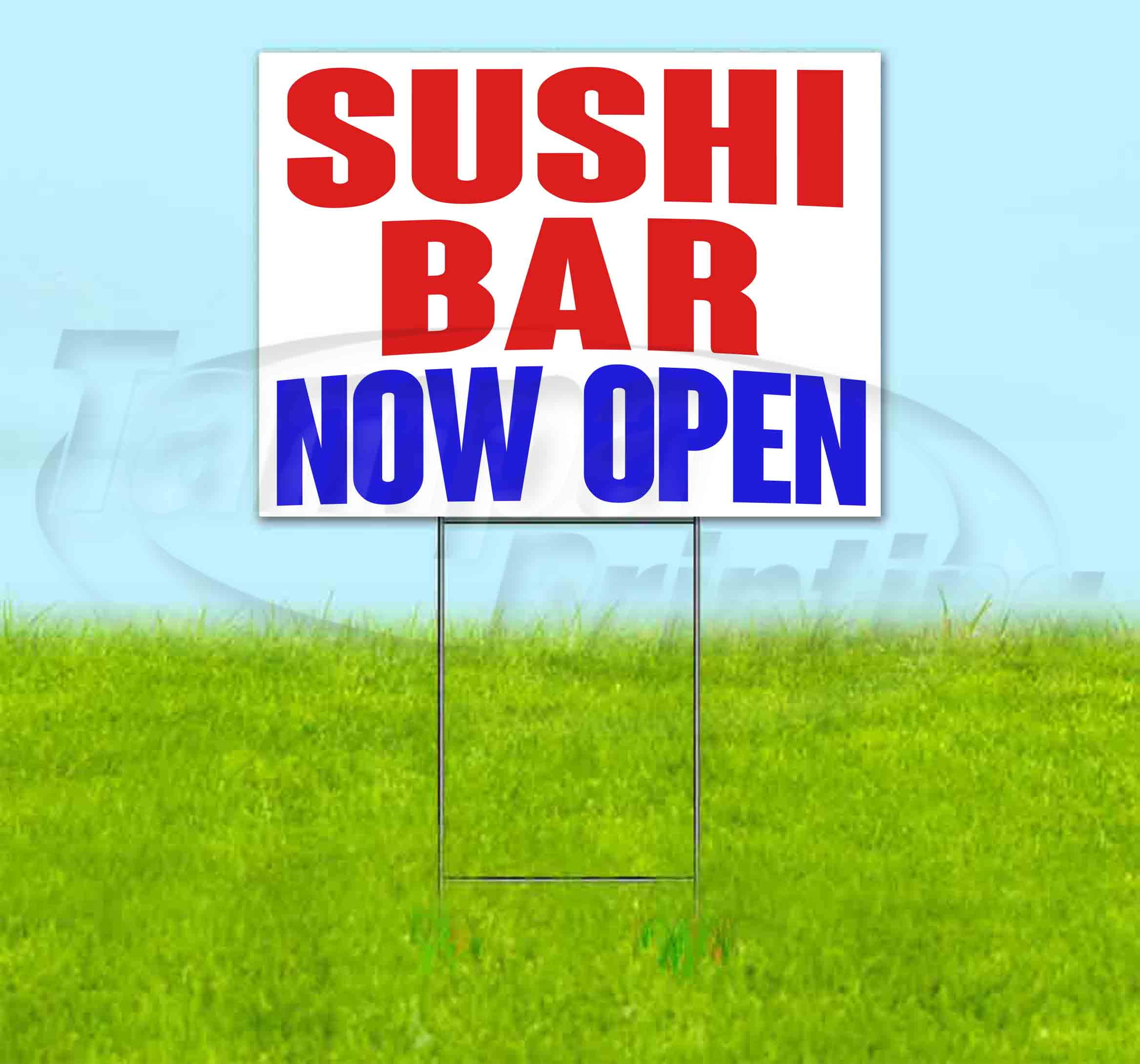 Sushi Bar Now Open (18" x 24") Yard Sign, Includes Metal Step Stake ...