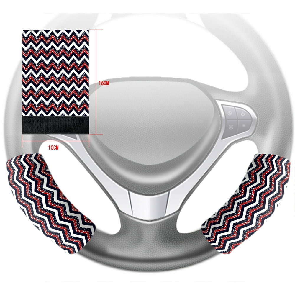 GCKG Dark Blue Red and White Star Chevron Steering Wheel Cover Anti ...