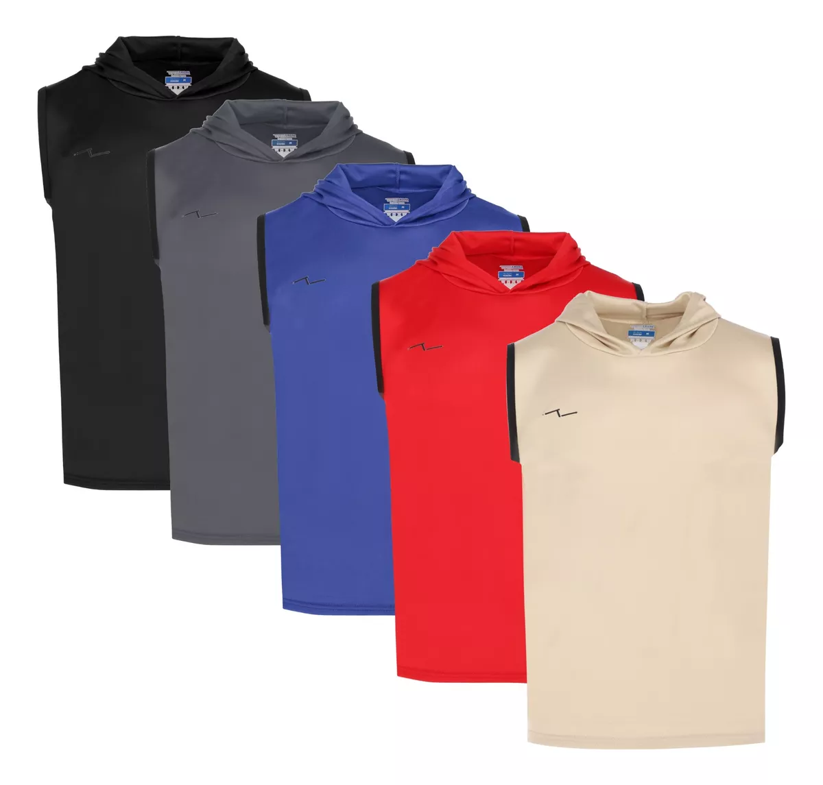 5 Playeras Deportivas Gym Hombre Sin Manga Con Gorro Dry Fit | Bodega ...