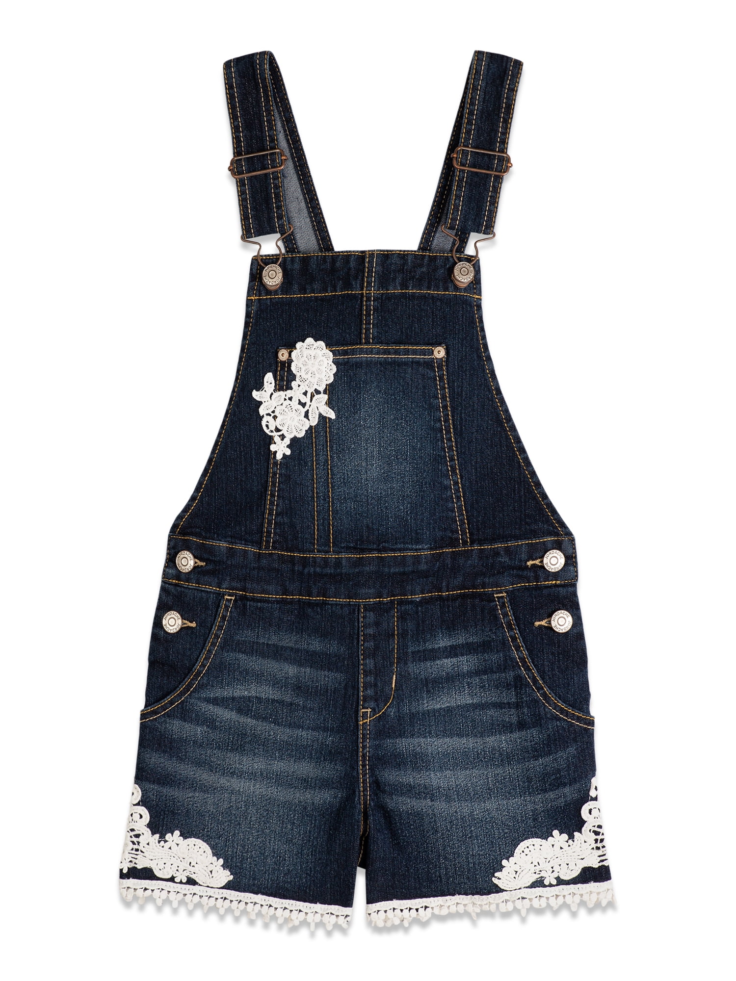 Jordache - Jordache Girls 4-18 Embroidered Shortalls - Walmart.com ...