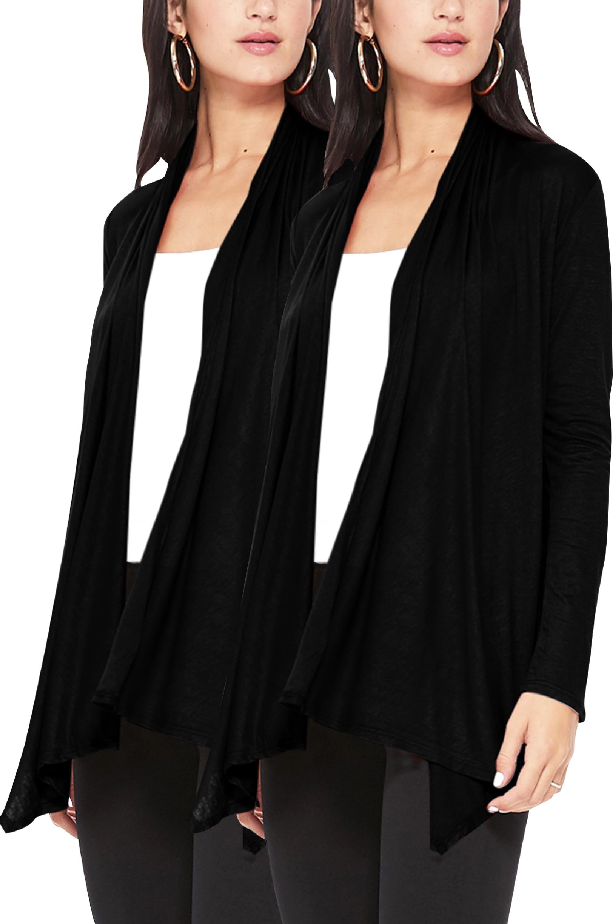 Women's Casual Long Sleeve Open Front Draped Cardigan (Pack of 2) Made ...