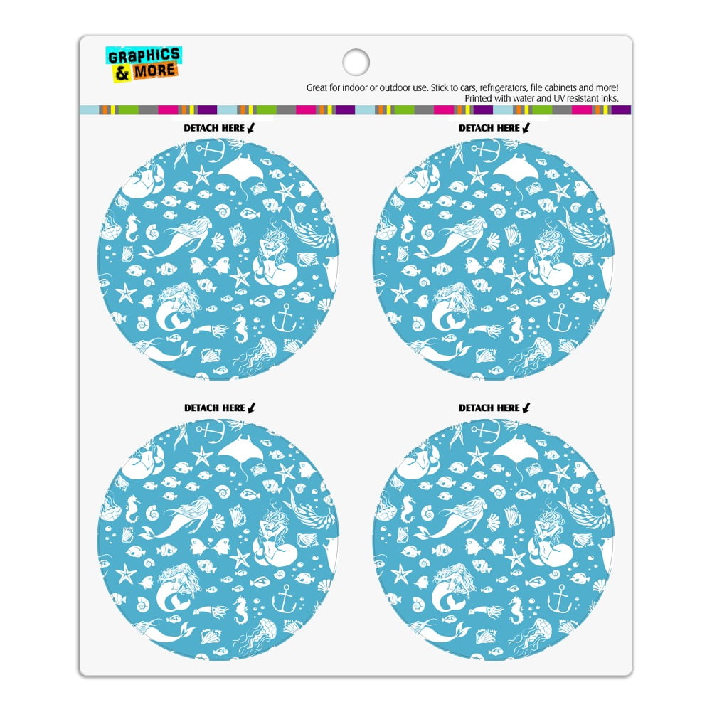 Blue Mermaid Pattern with Seashells Fish Manta Rays Ocean Refrigerator ...