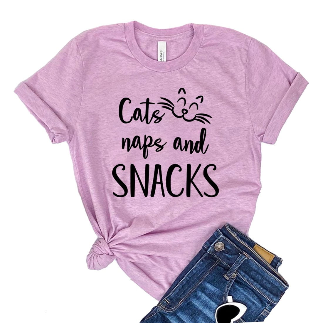 Cats Naps & Snacks Shirt Women's Kitty Tshirt Pet Shirts Animal Lover ...