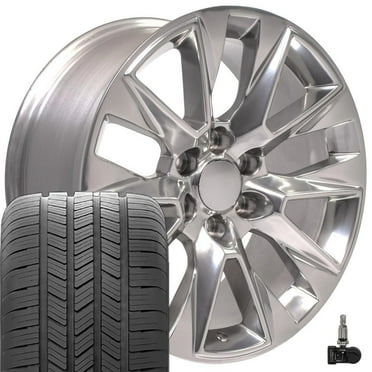 20x8.5 Wheels and Tires fit GMC Chevy Trucks & SUVs - Yukon Style Chrome Rims w/Bridgestone ...