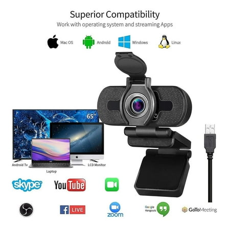 Chronus 1080p Webcam With Microphone, Usb Computer Web Camera, Plug And ...