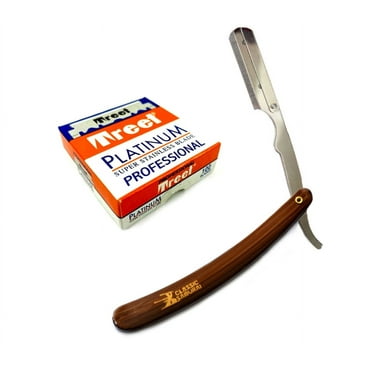 Brown Stainless Steel Professional Barber Straight Edge Razor with 15 ...