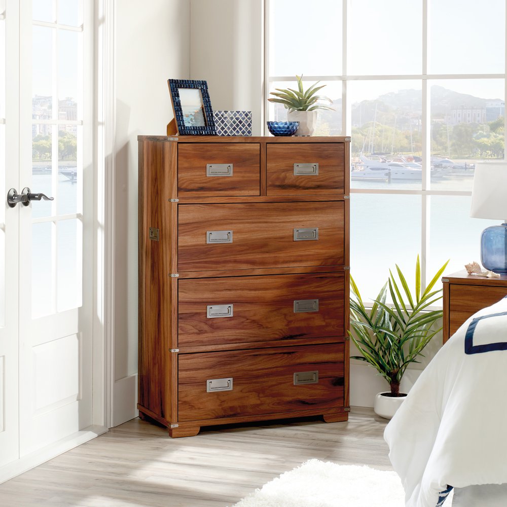Sauder Vista Key 5-Drawer Vertical Wood Dresser, Blaze Acacia Finish ...
