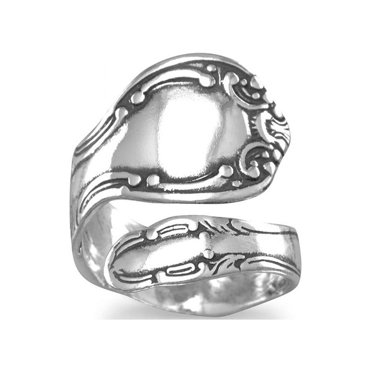 Ornate Sterling Silver Adjustable Spoon Ring - Walmart.com