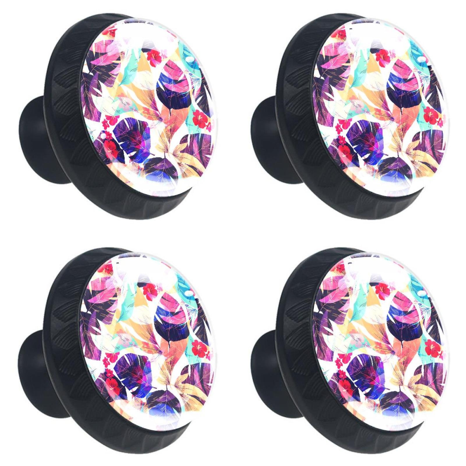 4 Pcs Tropical Purple Leaf Knobs for Kitchen Cabinet Cupboard Dresser ...