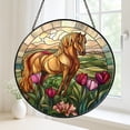 Stained Glass Horse Window Decor, Countryside Equestrian Theme Art for ...