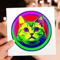 3drose, Green and Yellow Cat with Purple Eyes. Psychedelic Colors ...
