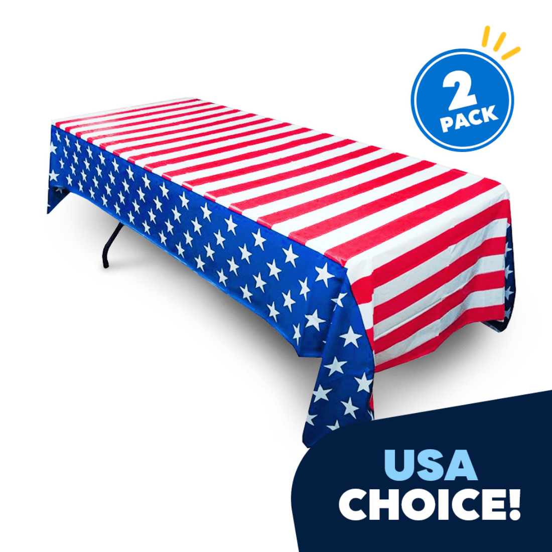 Jeexi 4th of July USA Tablecloth, 2 Pack of American Flag Plastic Table ...