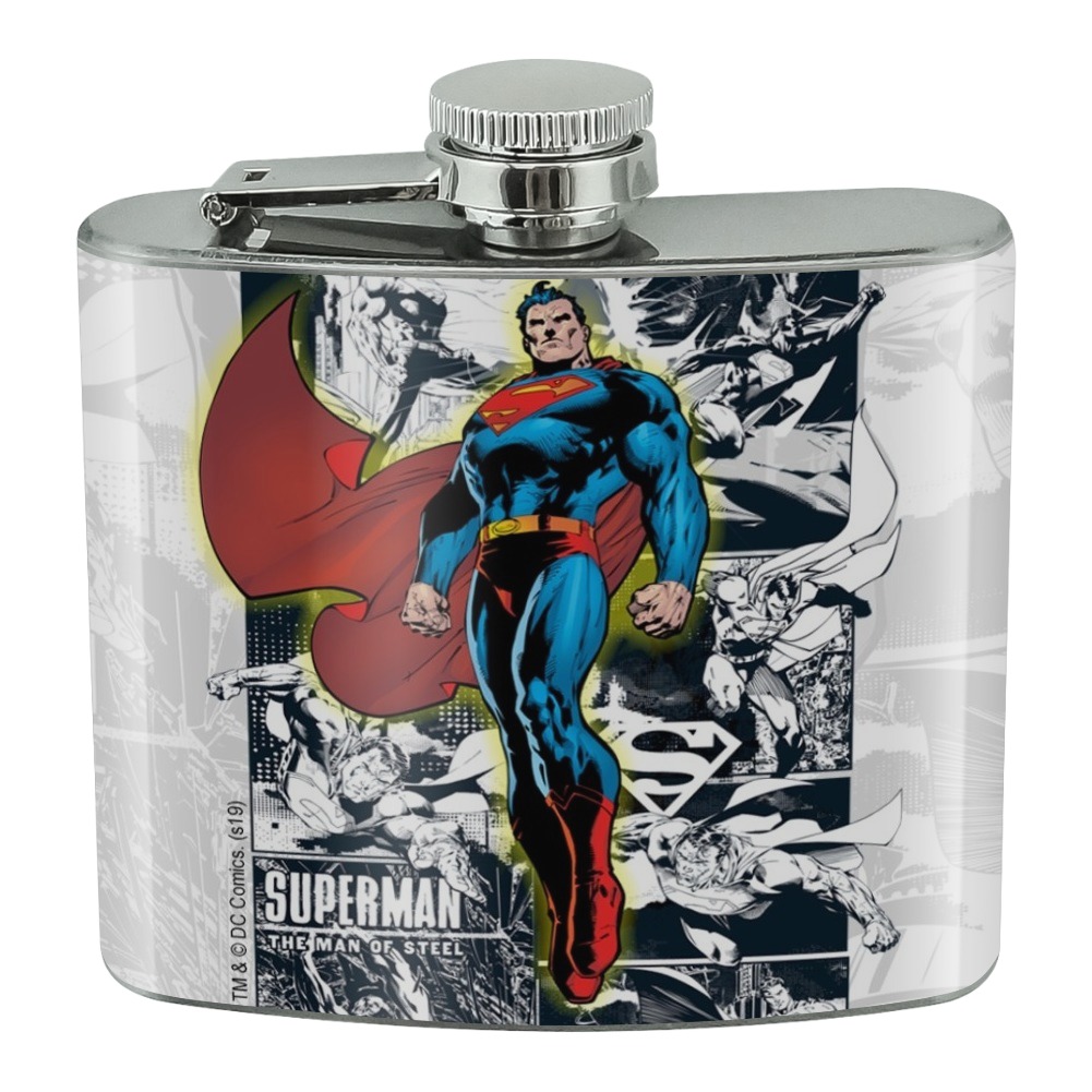 Superman Glowing Aura Stainless Steel 5oz Hip Drink Kidney Flask ...