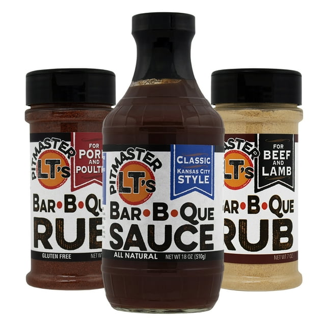 Pitmaster LT'S Kansas City Style All-Natural Classic BBQ Sauce, Pork Rub, and Beef Rub Mix Pack ...