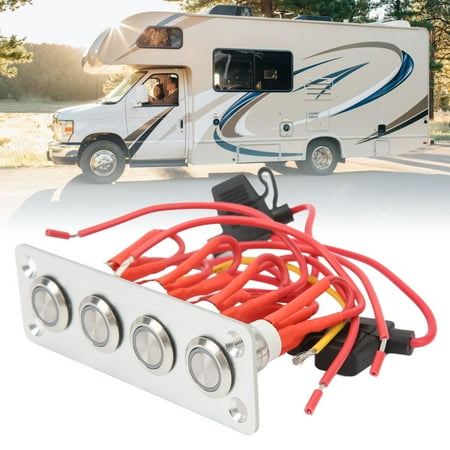 RV Switch Panel For RV Boat 4 Gang Switch Controller Control Panel DC ...