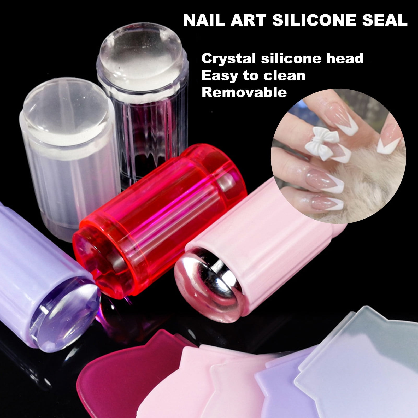 opvise Nail Stamper Detachable Artwork Making with Scraper Silicone ...