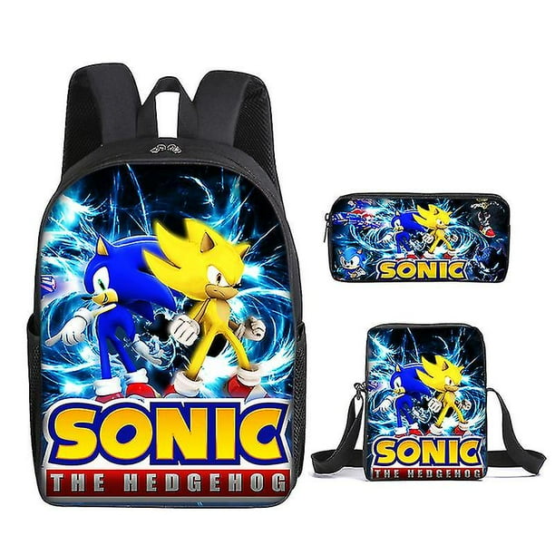 Sonic Backpack 3 Piece Combo Set Elementary Cartoon Backpack Cartoon ...