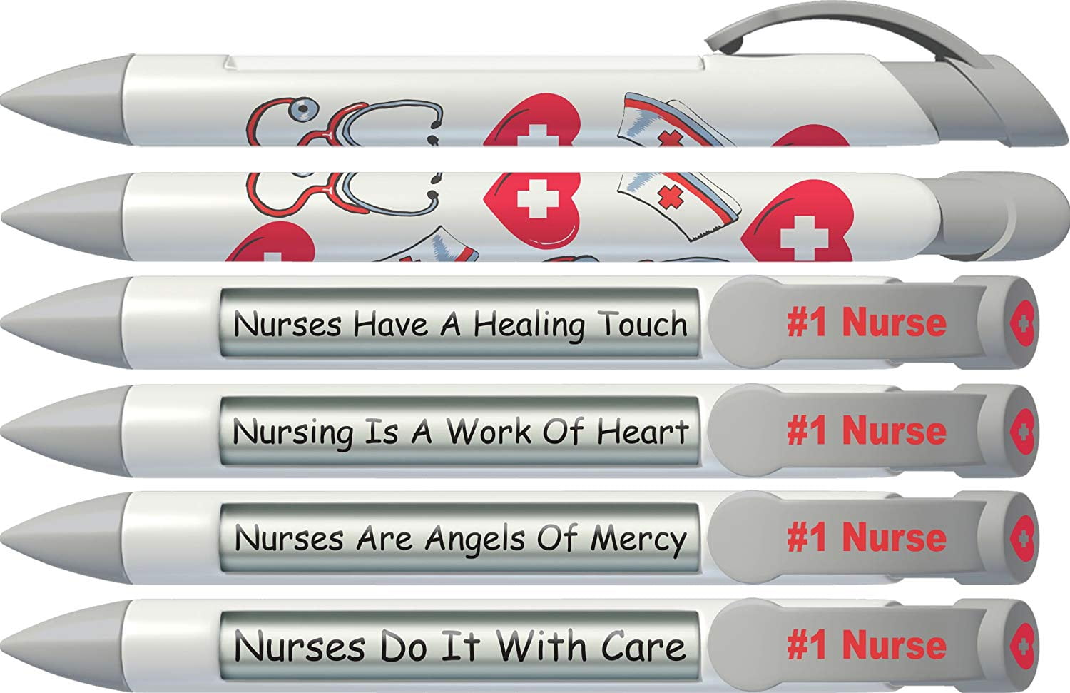 Greeting Pen Rotating Message Nurse Pen - #1 Nurse (Silver Top) 6 Pack ...