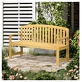 56" Outdoor Wood Bench - 2 Seater Patio Bench with Back & Arms ...