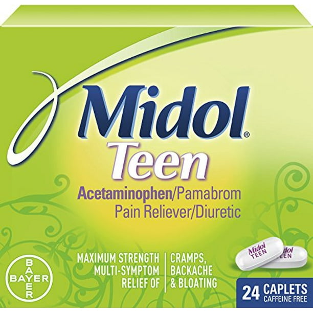 2 Pack - Midol Teen Formula Maximum Strength Caplets 24 Each - Walmart.com