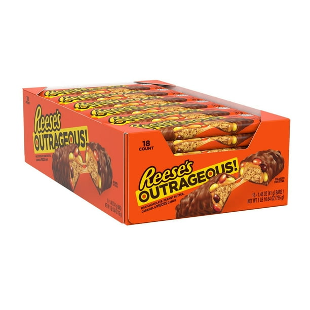 REESE'S, OUTRAGEOUS! Candy, Holiday, 1.48 oz, Bars (18 ct.) - Walmart.com