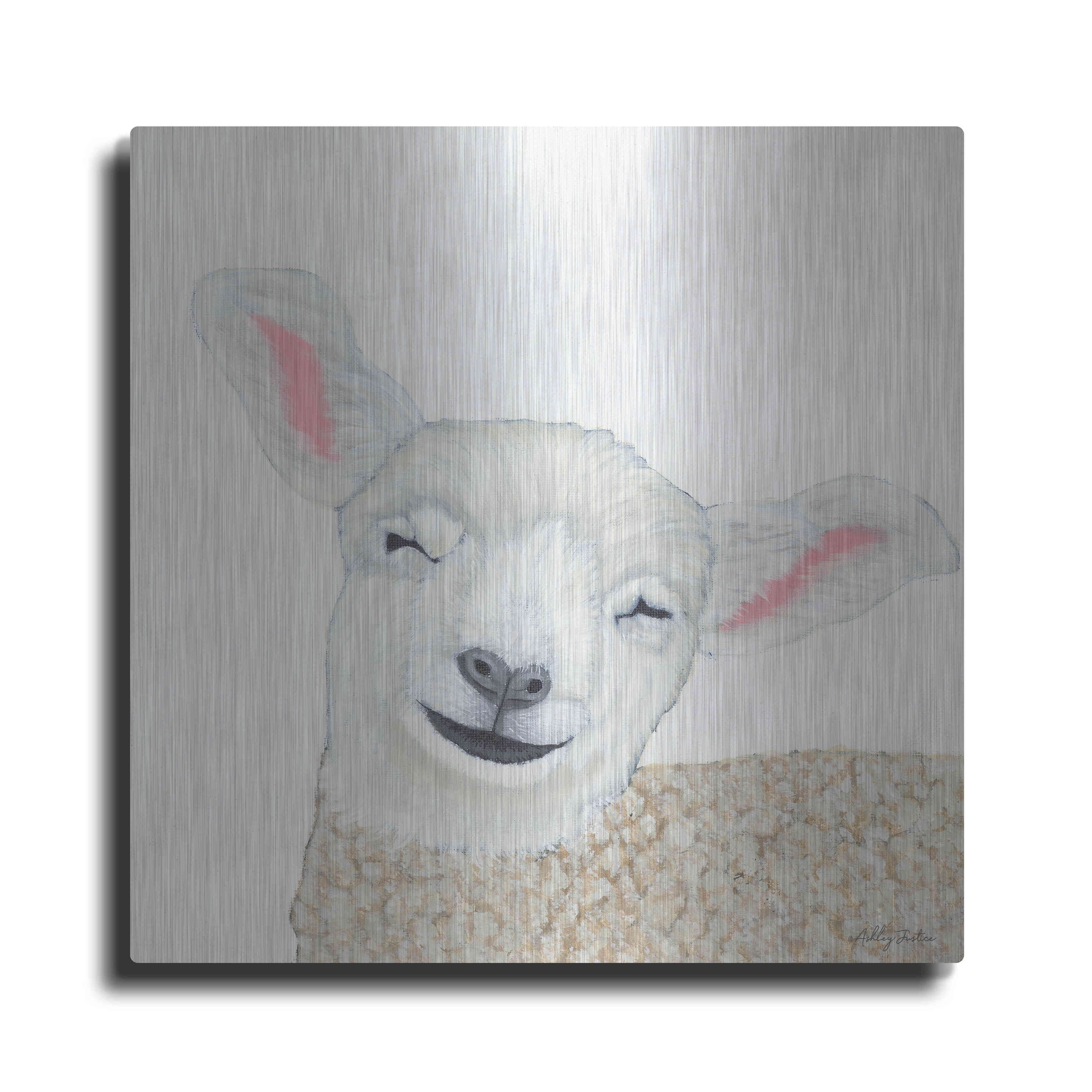 Luxe Metal Art 'Smiling Sheep' by Ashley Justice, Metal Wall Art, 36 ...