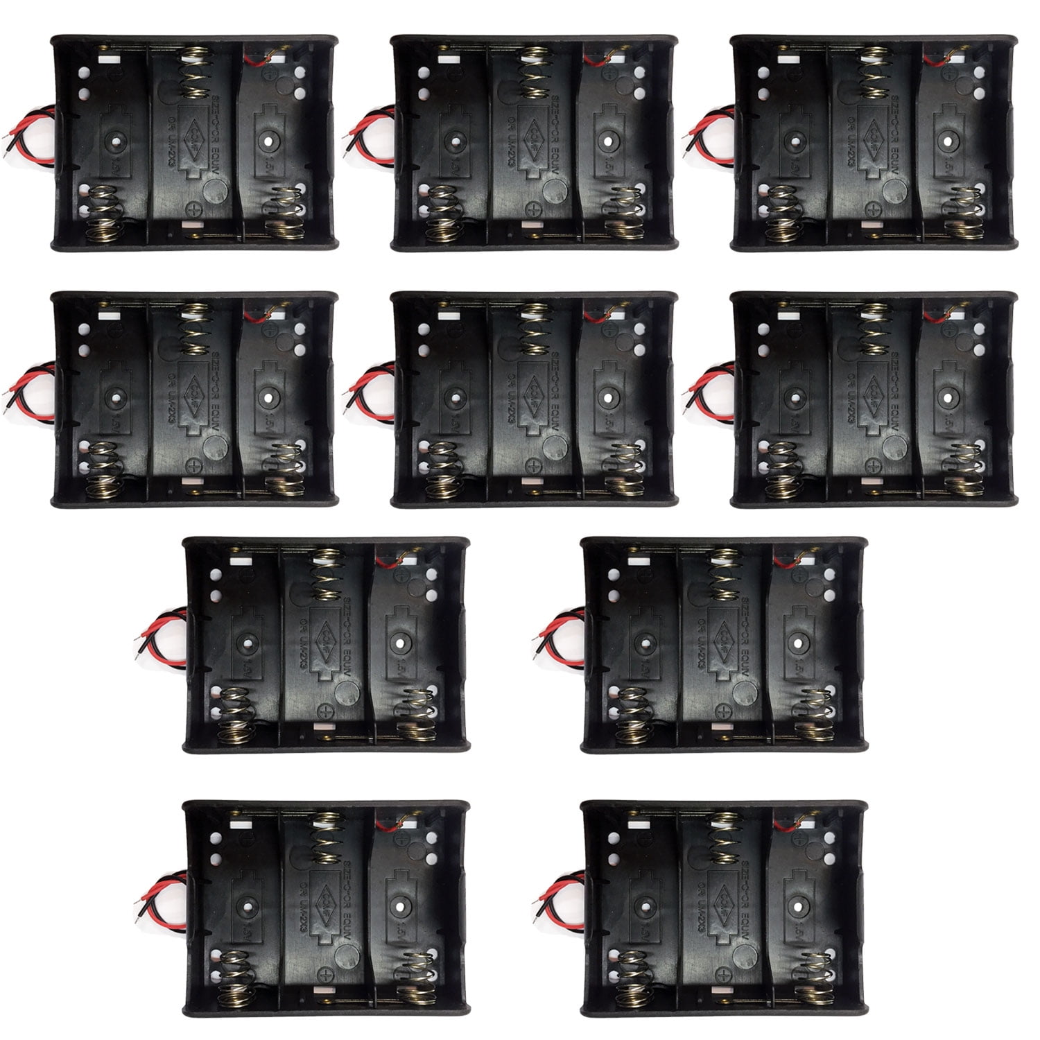 TrendBox Pack of 10pcs For 3xC Battery 1.5Vx3 4.5V Black Plastic ...