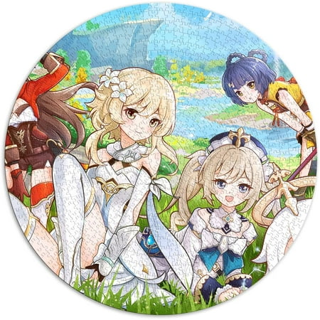 Genshin Impact Hu Tao 1000 Piece Circular Puzzle Brain Intelligence Challenge 26.5"x26.5" Great ...