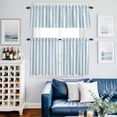 Blue Linens Kitchen Curtains and Valances Set, Modern Abstract Stripes ...