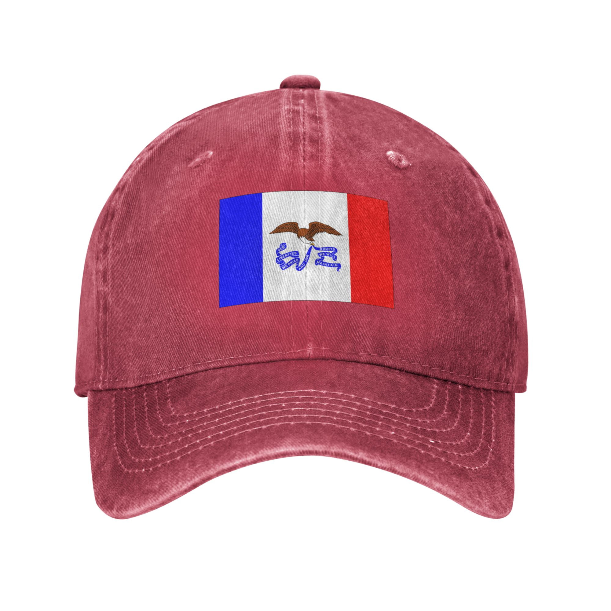 DouZhe Adjustable Washed Cotton Baseball Cap - Iowa State Seal Flag ...