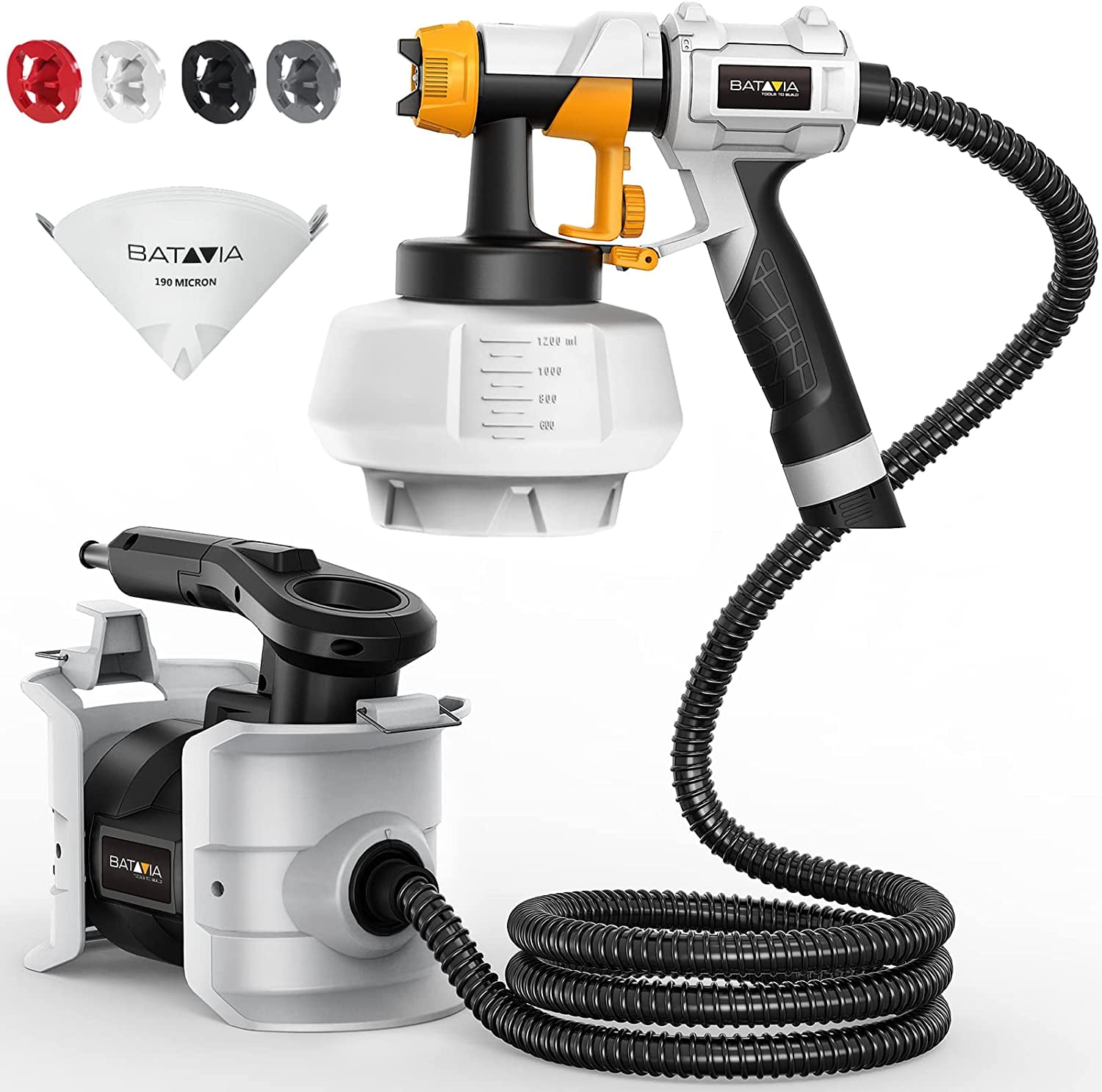 BATAVIA Paint Sprayer, 700W Power Electric Spray Paint Gun, 1200ML, 4 ...