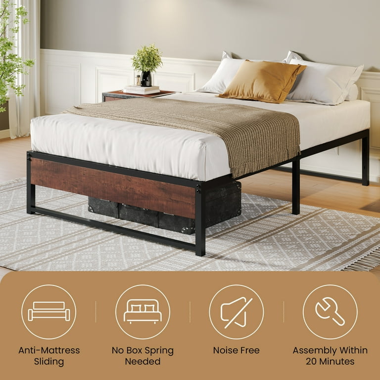 Sha Cerlin Twin Size Bed Frame with Storage Easy Assembly Mattress Foundation for Adults Walmart