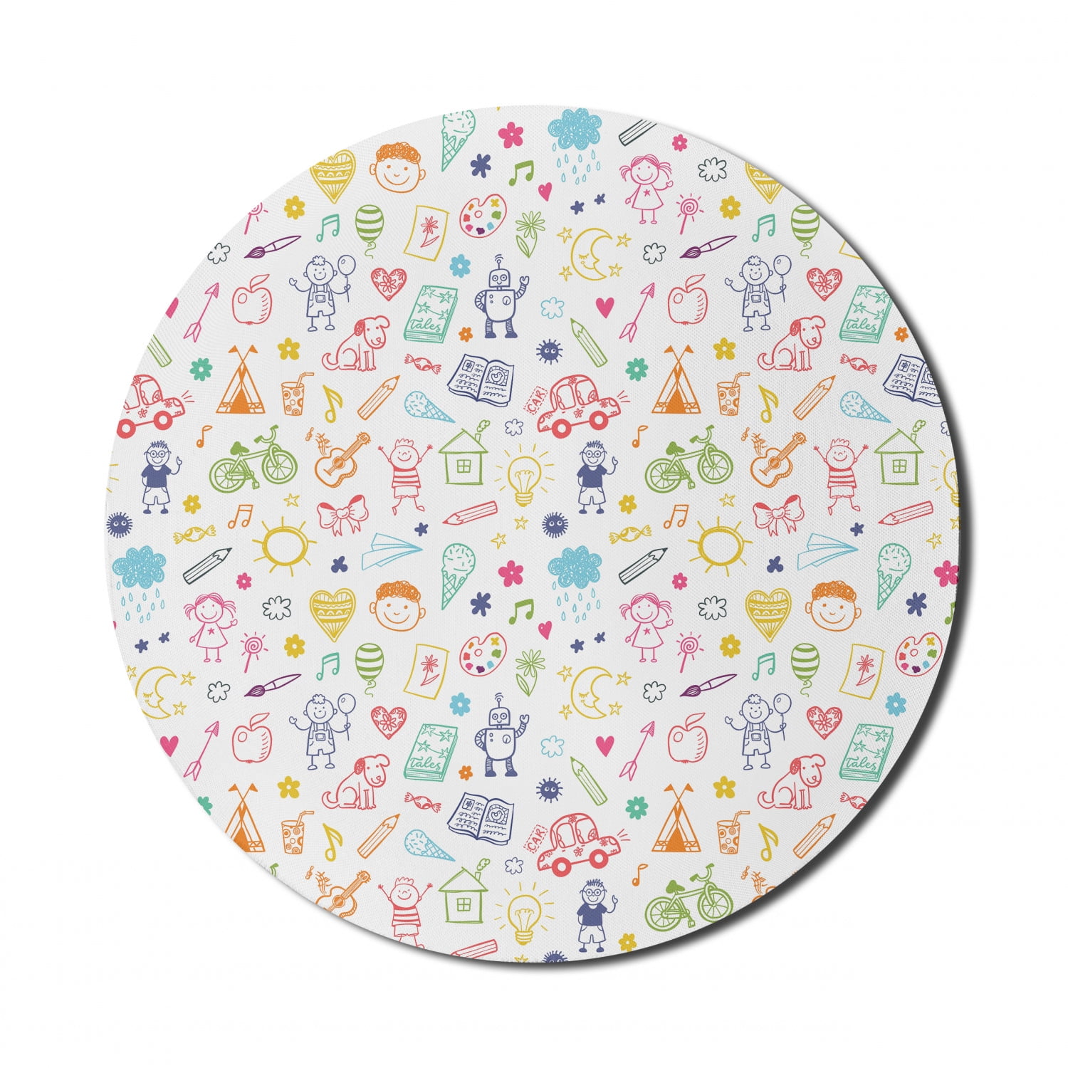 Cartoon Mouse Pad for Computers, Childlike Drawing of Children Sun Tent ...