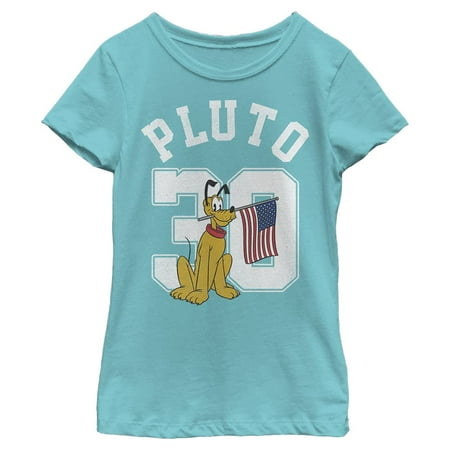 Disney Characters Pluto Collegiate Girl's Solid Crew Tee, Tahiti Blue ...