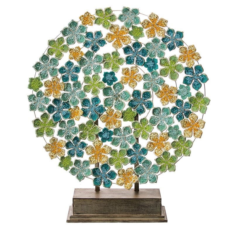 Evergreen Metal Beaded Flower Easel on Stand, 23.5'' x 6'' x 27 ...