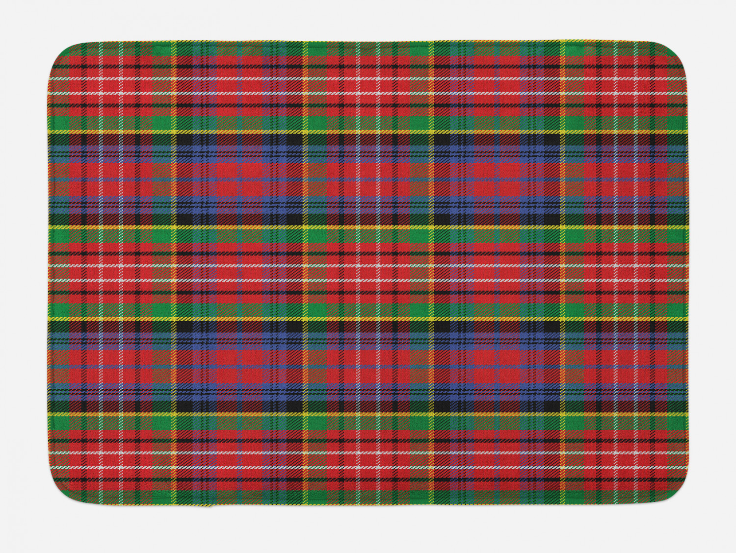 Plaid Bath Mat, Caledonia Scottish Traditional Pattern Tartan Motif ...