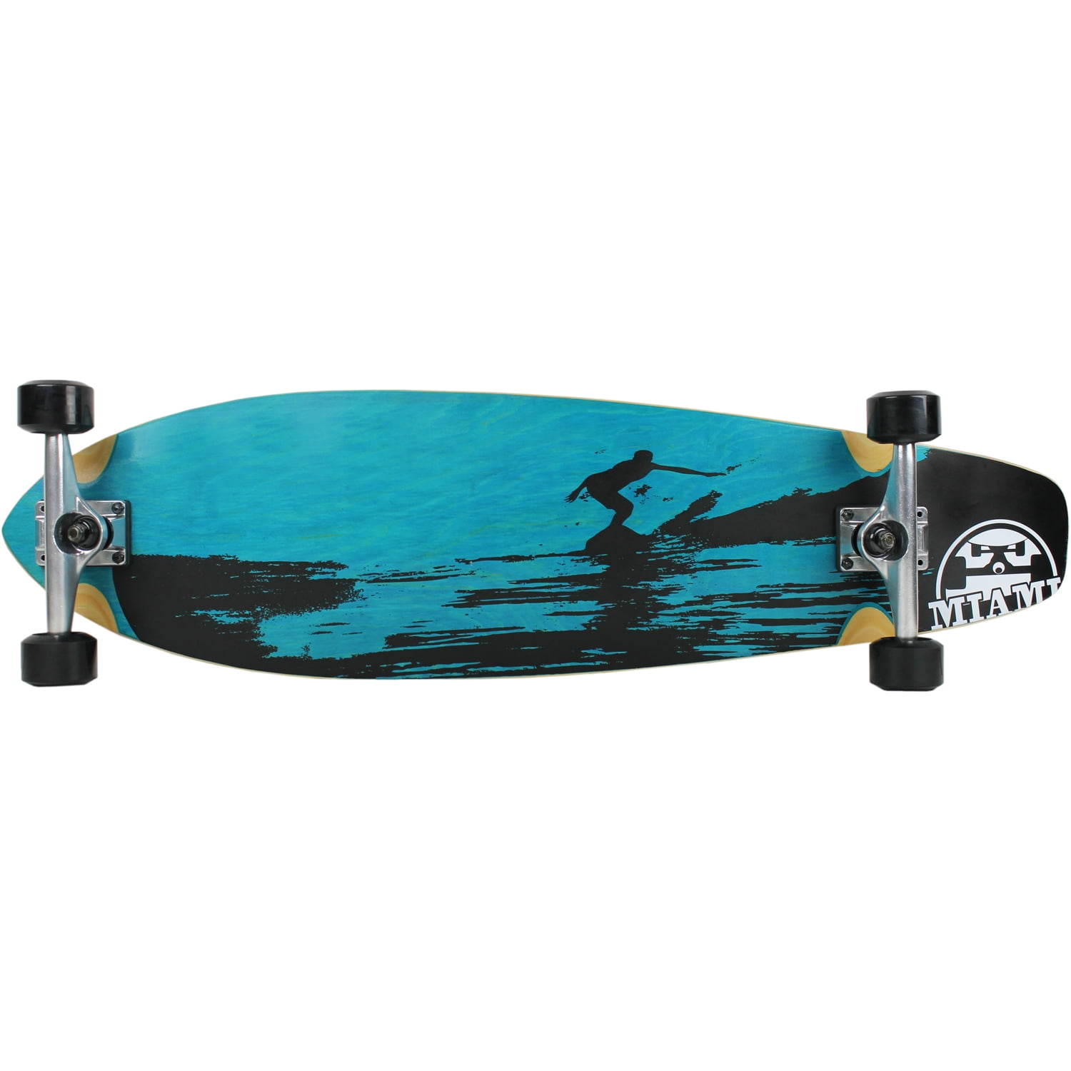 MIAMI Longboard Complete Kicktail SURF BLUE 9.75" x 36.5" - Walmart.com