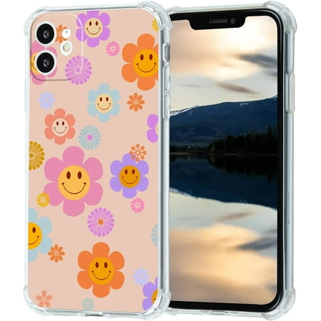 for Hippie iPhone 11 Case,Retro 90S Aesthetic Daisy Sage Green Smiley ...