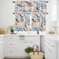 Abstract Stripes Kitchen Curtains Set for Windows, Brown Blue Gradient ...