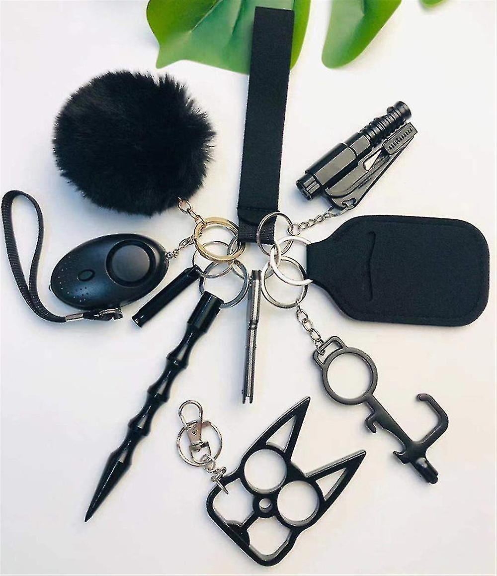 11 piece set black Set Self-defense Keychain Set For Women Safety ...