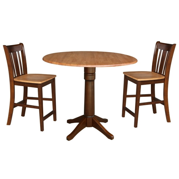 International Concepts 3 Piece Solid Wood Counter Height Dining Set