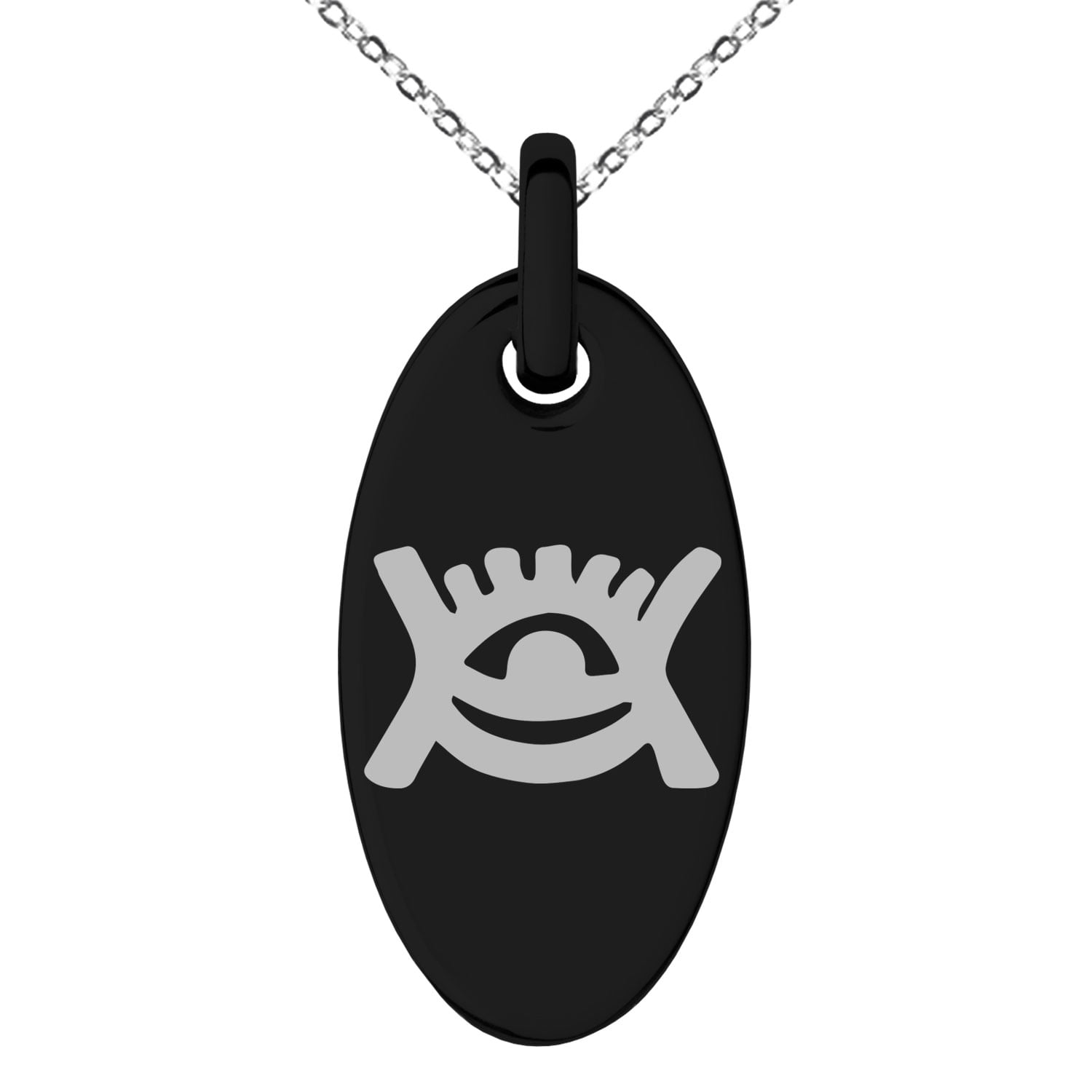 Stainless Steel Aztec Universe Rune Engraved Small Oval Charm Pendant ...