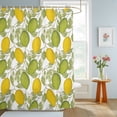 Bathroom Shower Curtain Yellow Lemon Green Leaf on White Waterproof ...